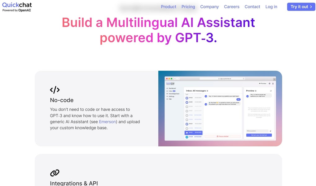 AI 채팅를 위한 Quickchat AI - 리뷰, 기능 및 사용 사례